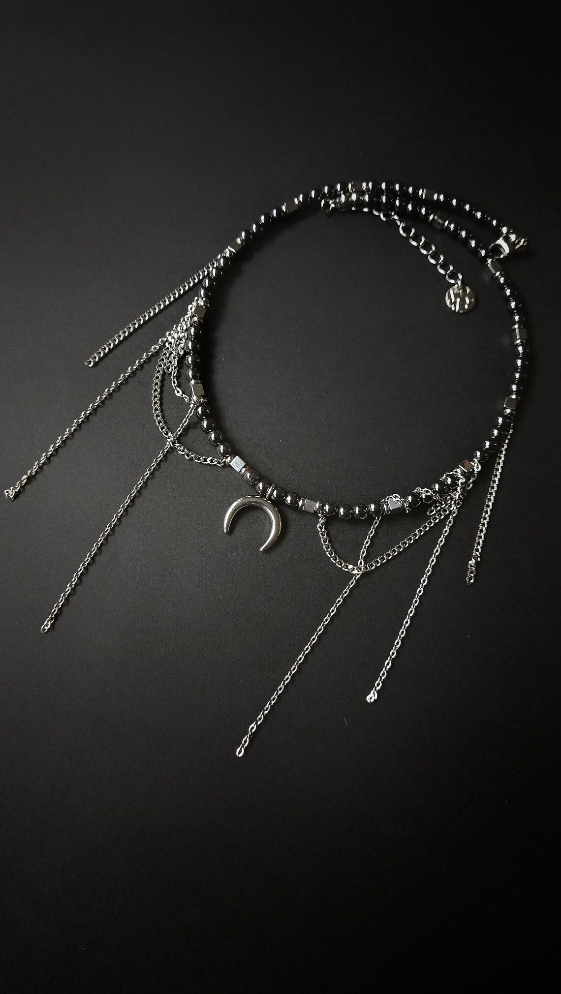 Moon Choker Set, Light and Dark Fairycore Necklace, Elven Witch Jewelry ...