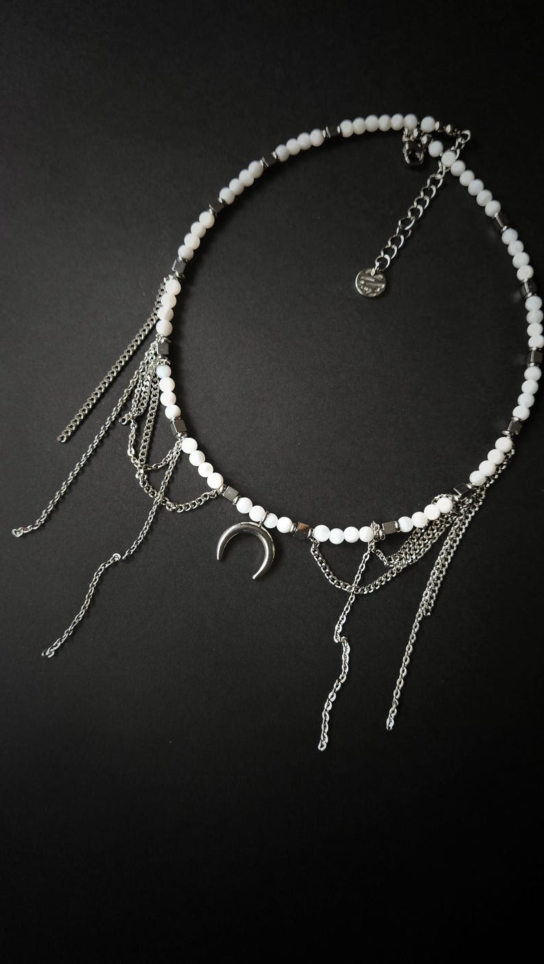 Moon Choker Set, Light and Dark Fairycore Necklace, Elven Witch Jewelry ...