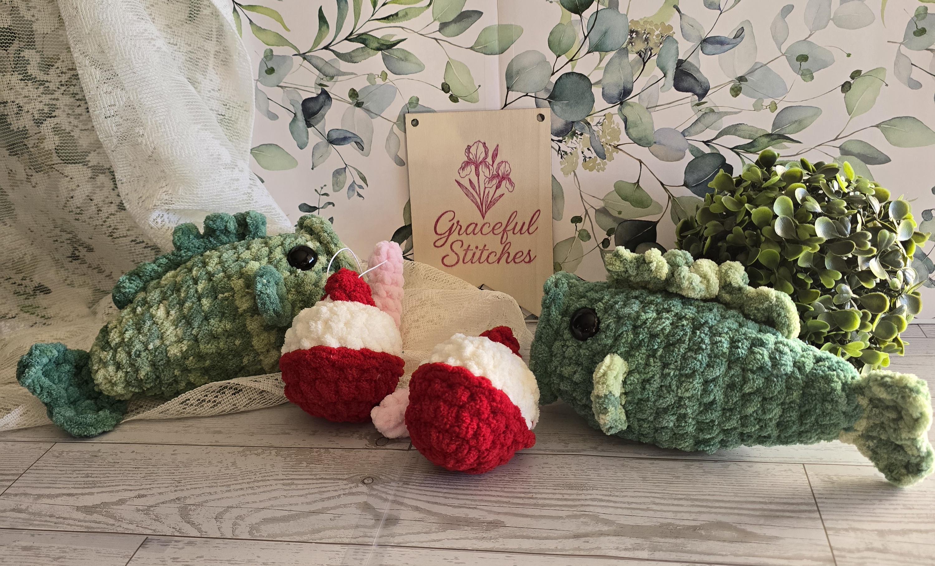 Crochet Bass Fish Plushie With Bobber & Worm - Etsy