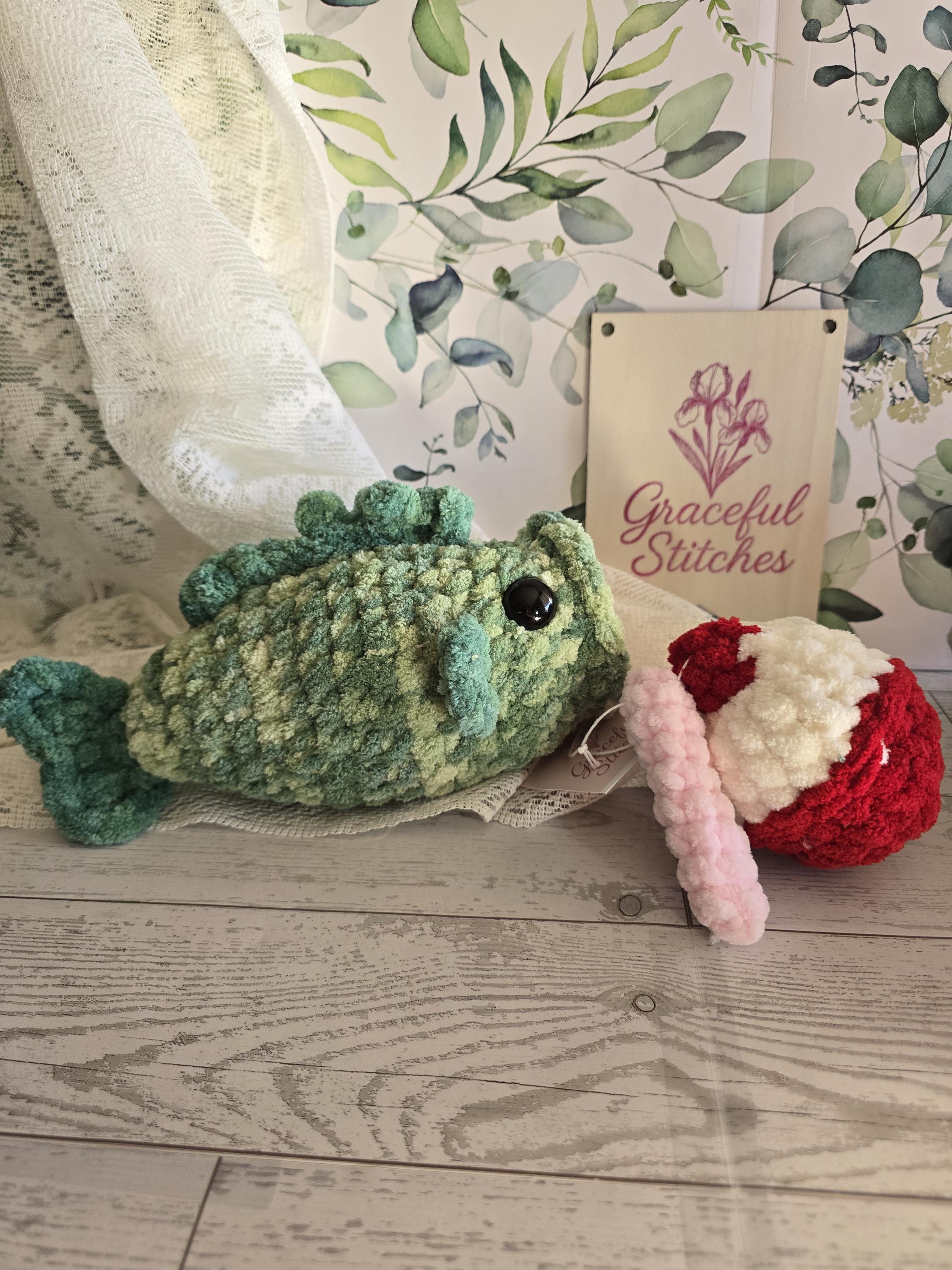 Crochet Bass Fish Plushie With Bobber & Worm - Etsy