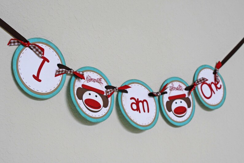 Sock Monkey Banner / High Chair banner / I am One banner / | Etsy