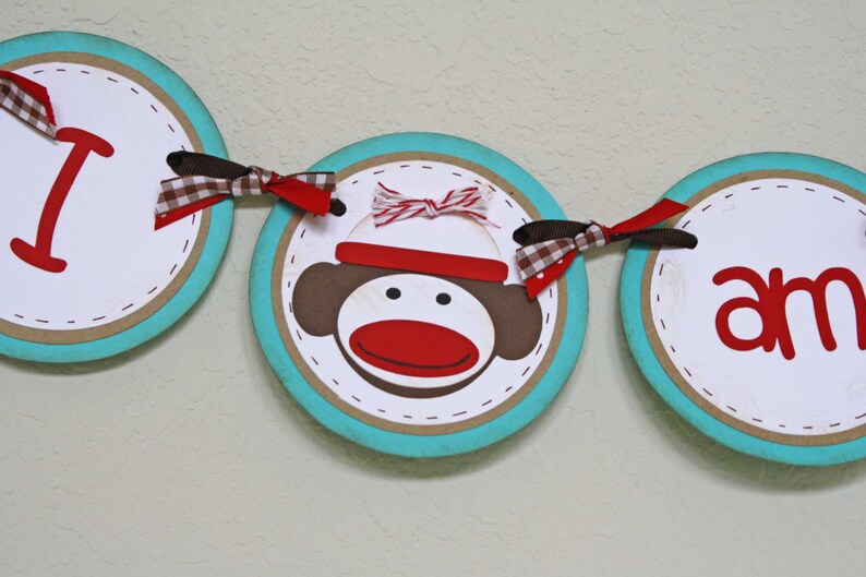 Sock Monkey Banner / High Chair banner / I am One banner / | Etsy