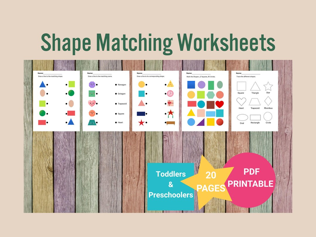 Shape Matching and Tracing Worksheets for Kids | 2D and 3D Shapes ...