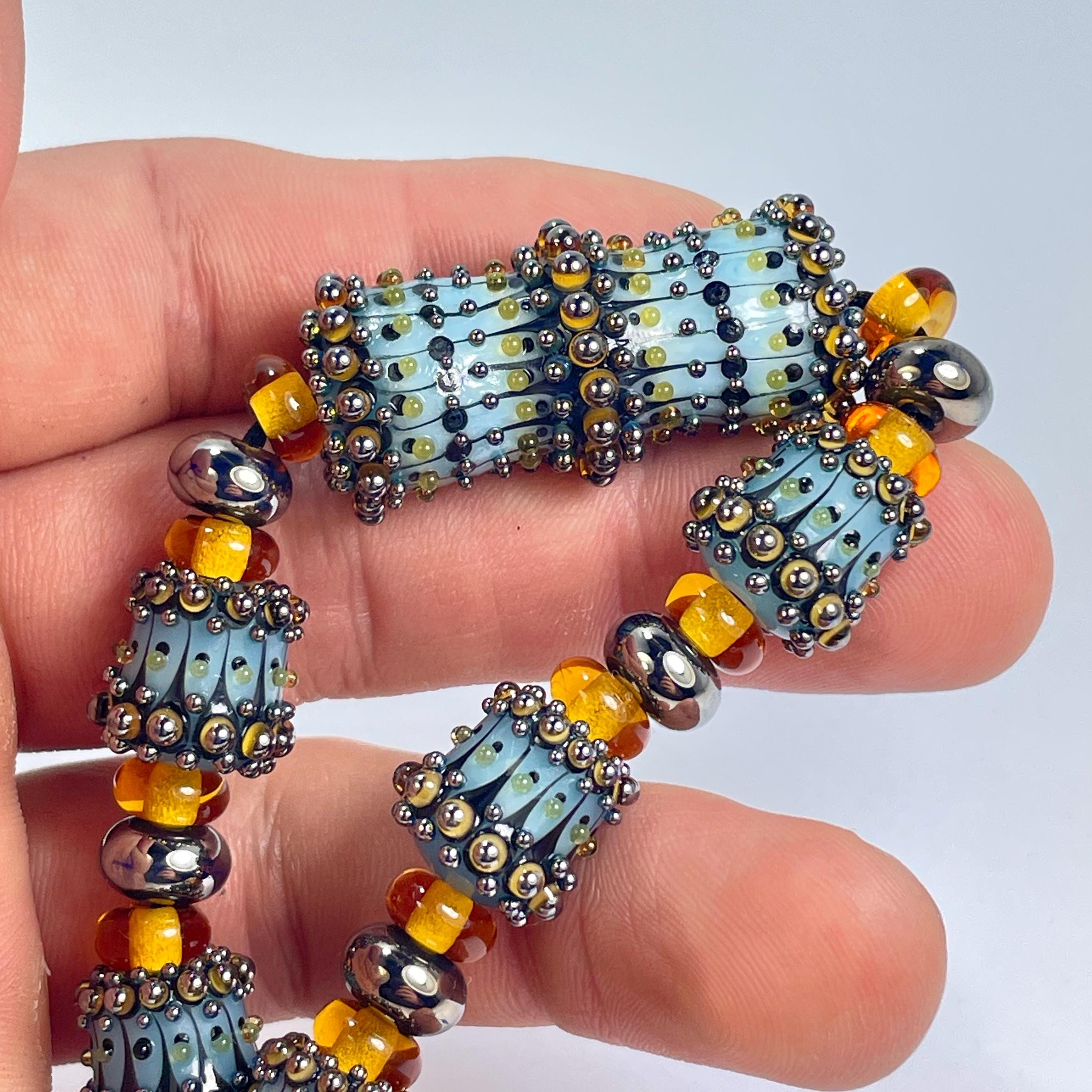 Handmade Lampwork Glass Bead Set With Focal Pendant, Artisan Beads for ...