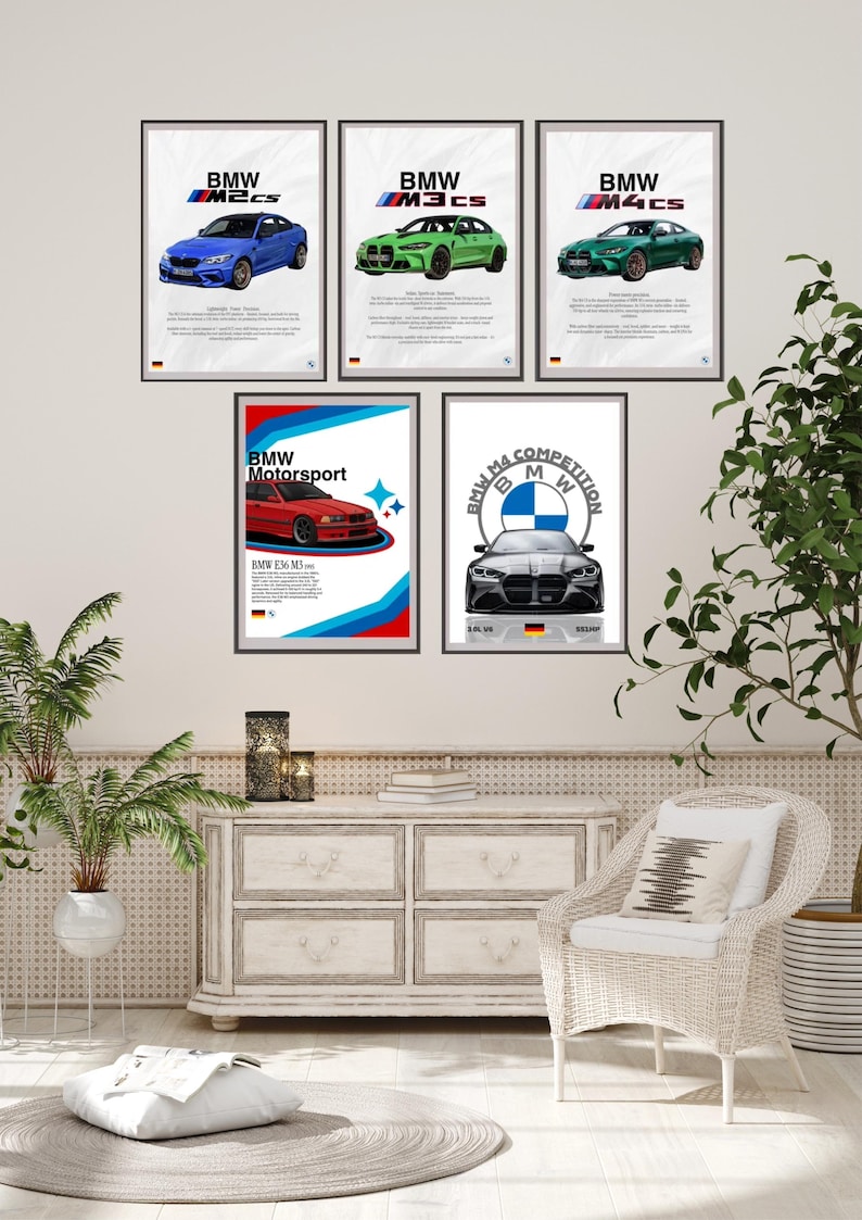 BMW M Series Poster Set – M2CS, M3CS, M4CS, Motorsport Art (digital ...