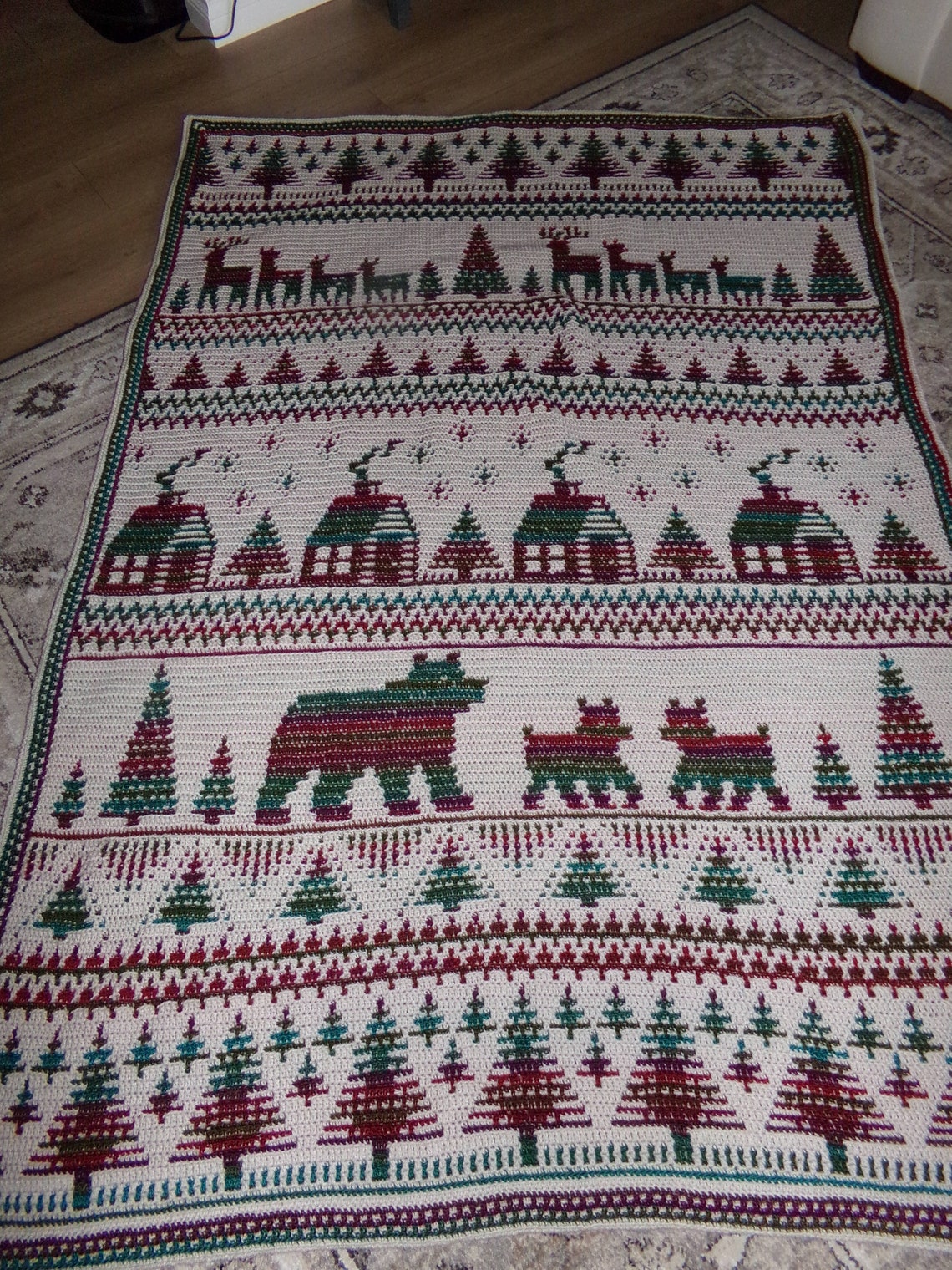 SHOLACH Into the WOODS Handmade Mosaic Crochet Blanket Multi Colored ...