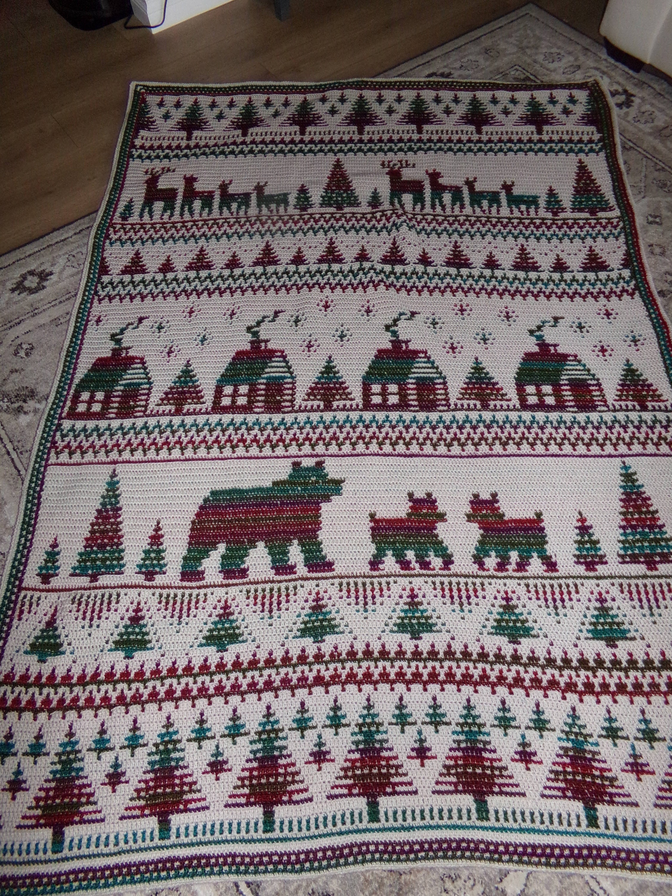 SHOLACH Into the WOODS Handmade Mosaic Crochet Blanket Multi Colored ...