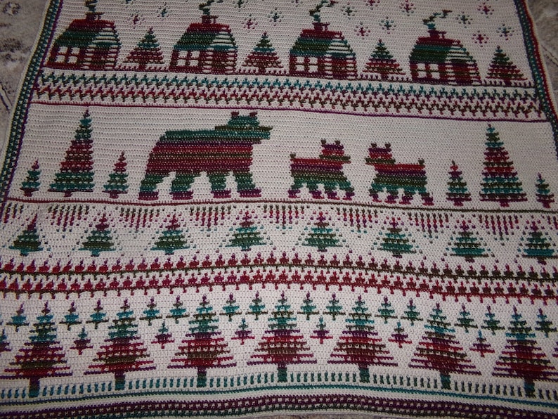 SHOLACH Into the WOODS Handmade Mosaic Crochet Blanket Multi Colored ...