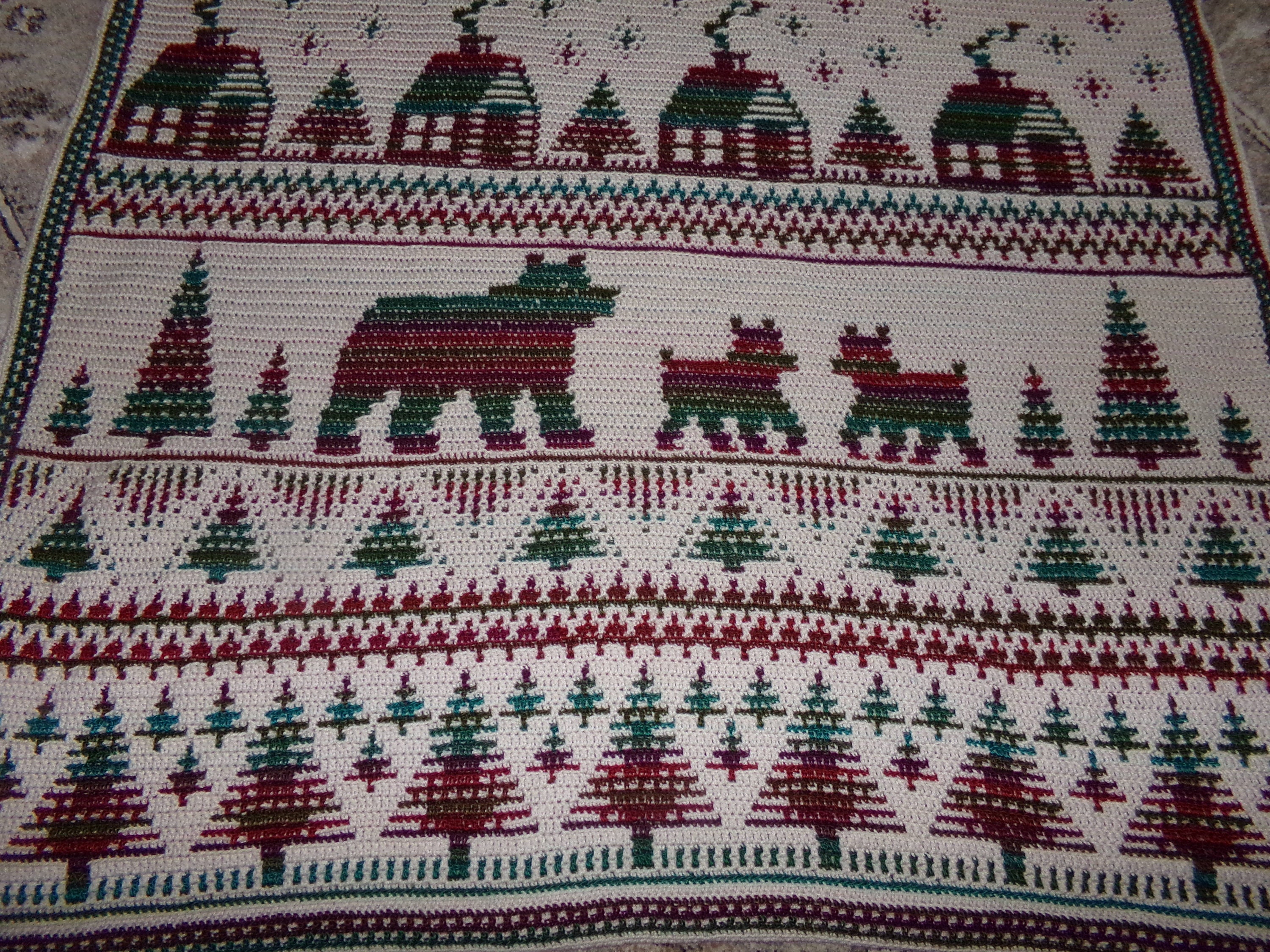 SHOLACH Into the WOODS Handmade Mosaic Crochet Blanket Multi Colored ...