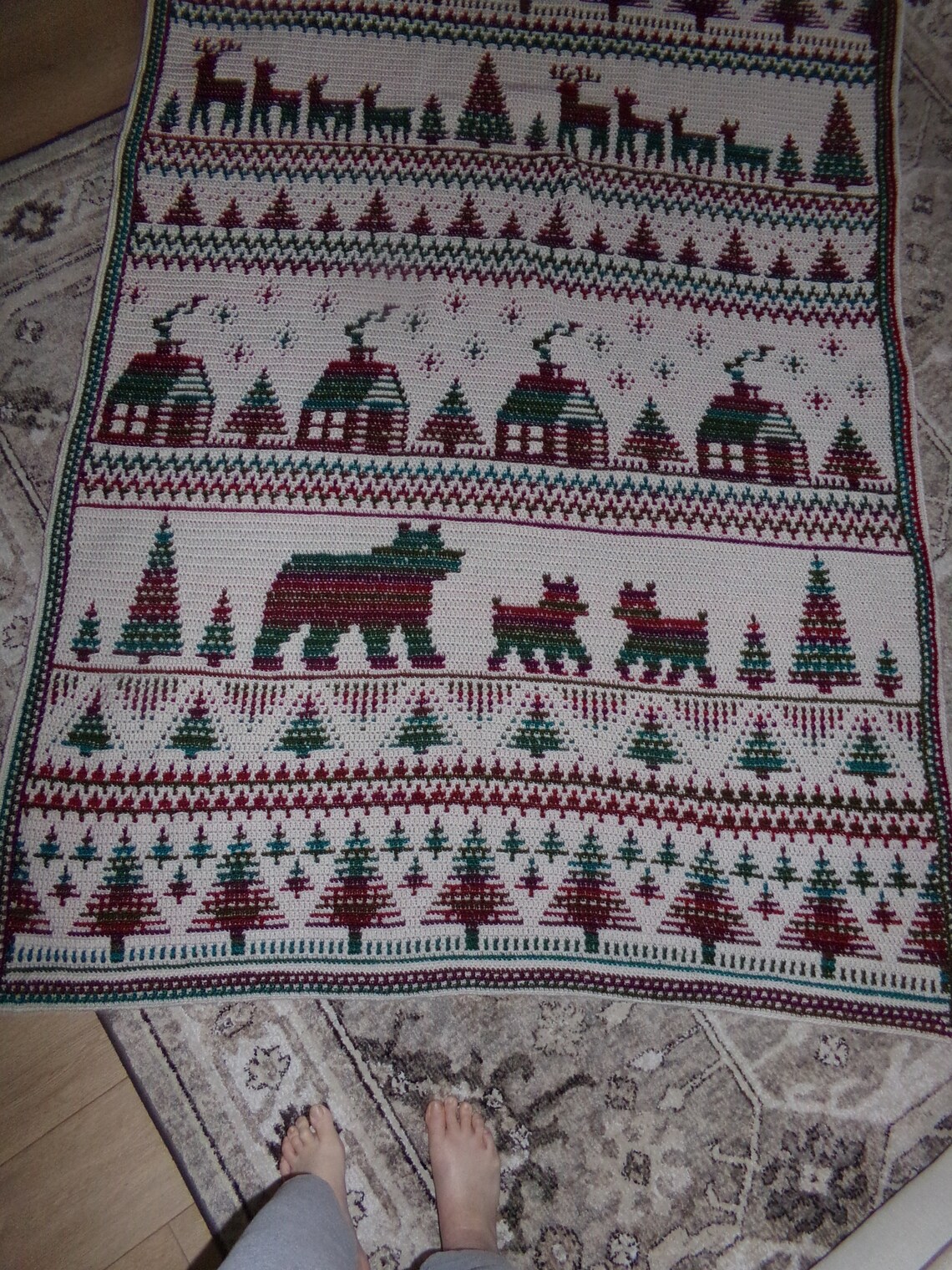 SHOLACH Into the WOODS Handmade Mosaic Crochet Blanket Multi Colored ...