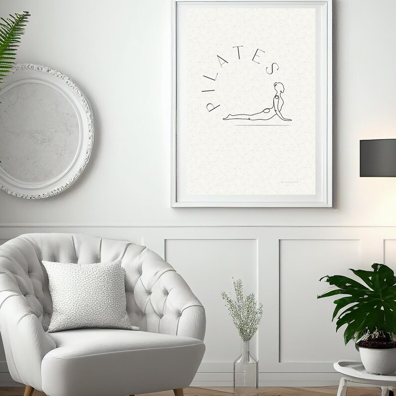 Pilates Pose Poster in Minimalistic Design | Pilates Art Print ...
