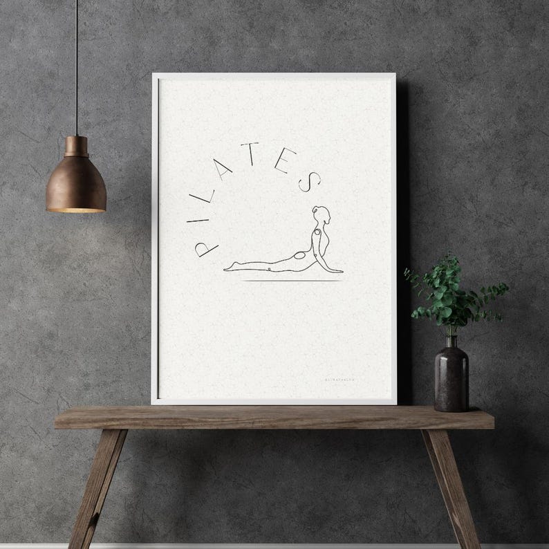 Pilates Pose Poster in Minimalistic Design | Pilates Art Print ...