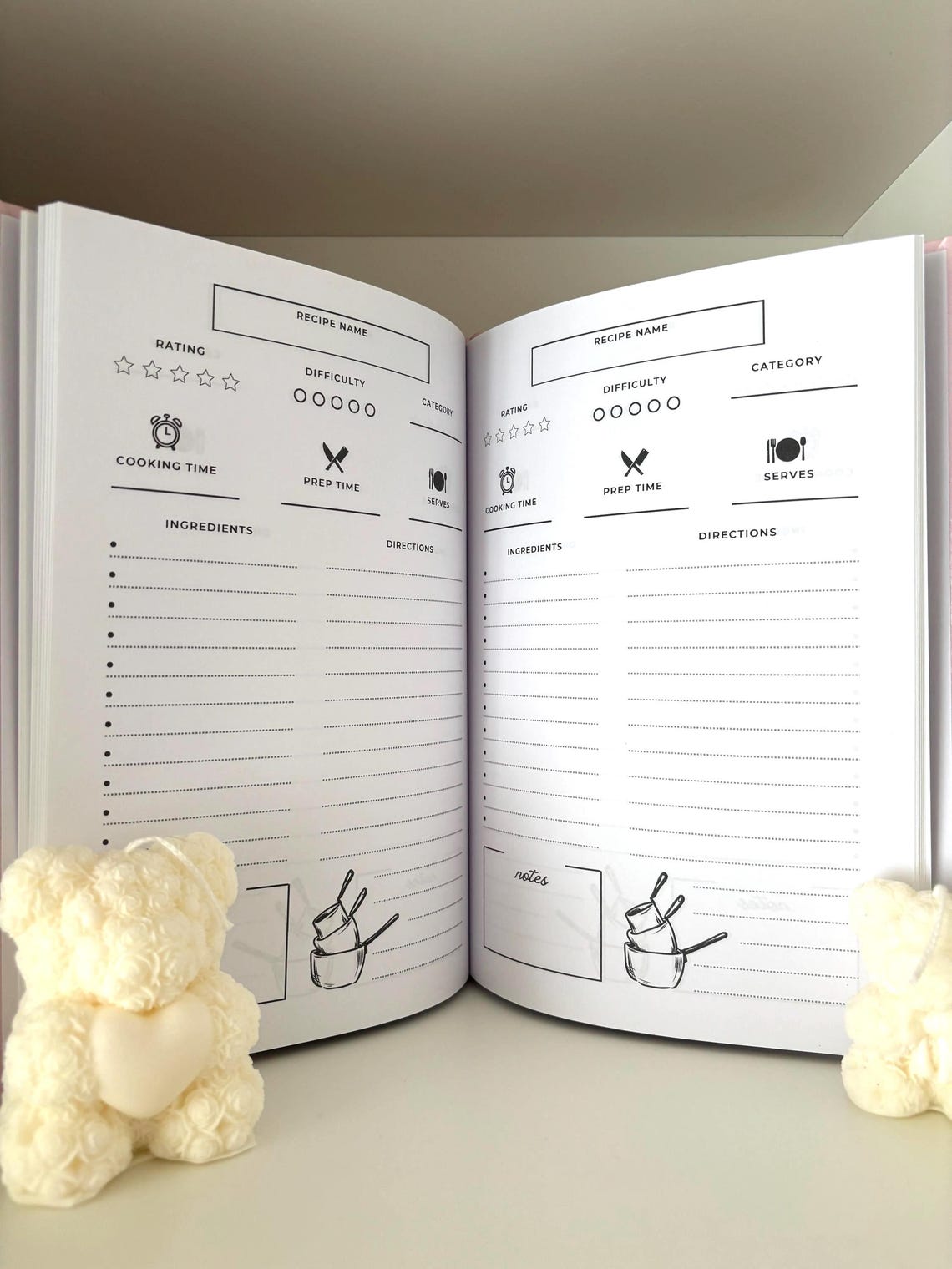 Recipe Book Hardcover | Blank Cookbook Journal 7x10 | Recipe Organizer ...