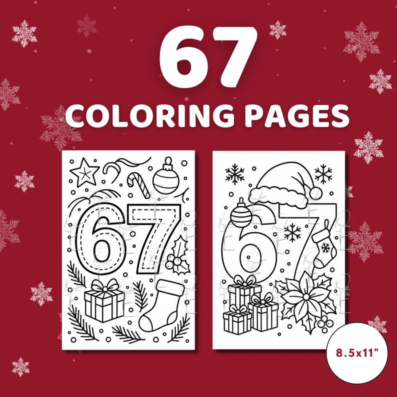 67 Six Seven Christmas Themed PRINTABLE Coloring Pages | Digital ...