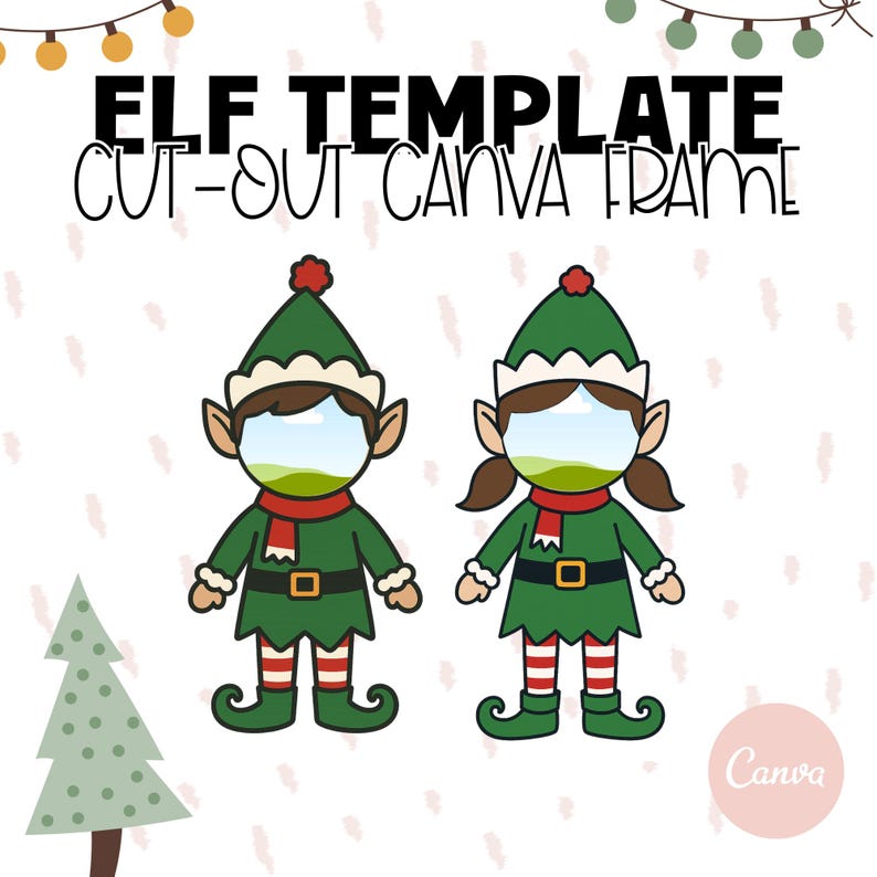 Elf Photo Frame Template • Drag & Drop Christmas Elf CANVA Frame ...