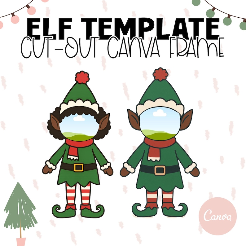 Elf Photo Frame Template • Drag & Drop Christmas Elf CANVA Frame ...