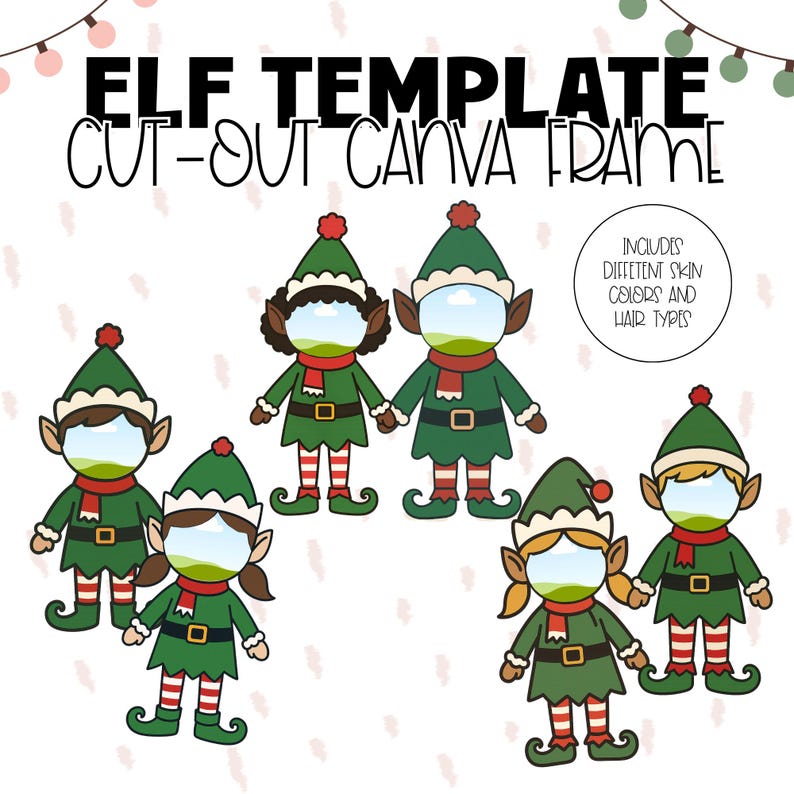 Elf Photo Frame Template • Drag & Drop Christmas Elf CANVA Frame ...