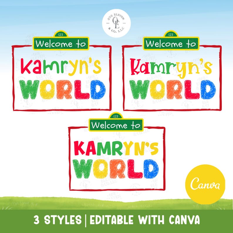 Editable “welcome To” Sign Canva Template • Custom Name Sign • Kids ...