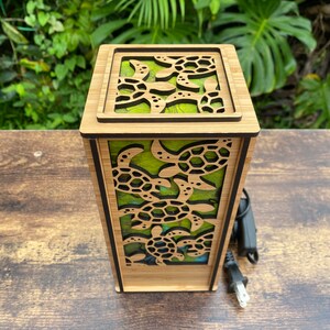 Laser Cut Wood Desk Lamp With Hand-dyed Mulberry Paper; Sea Turtles ...