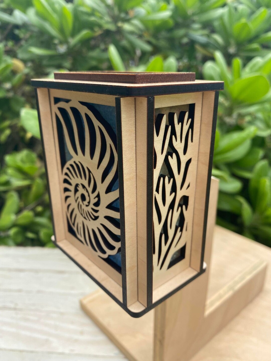 Laser Cut Wood Night Light With Hand Dyed Mulberry Paper - Etsy