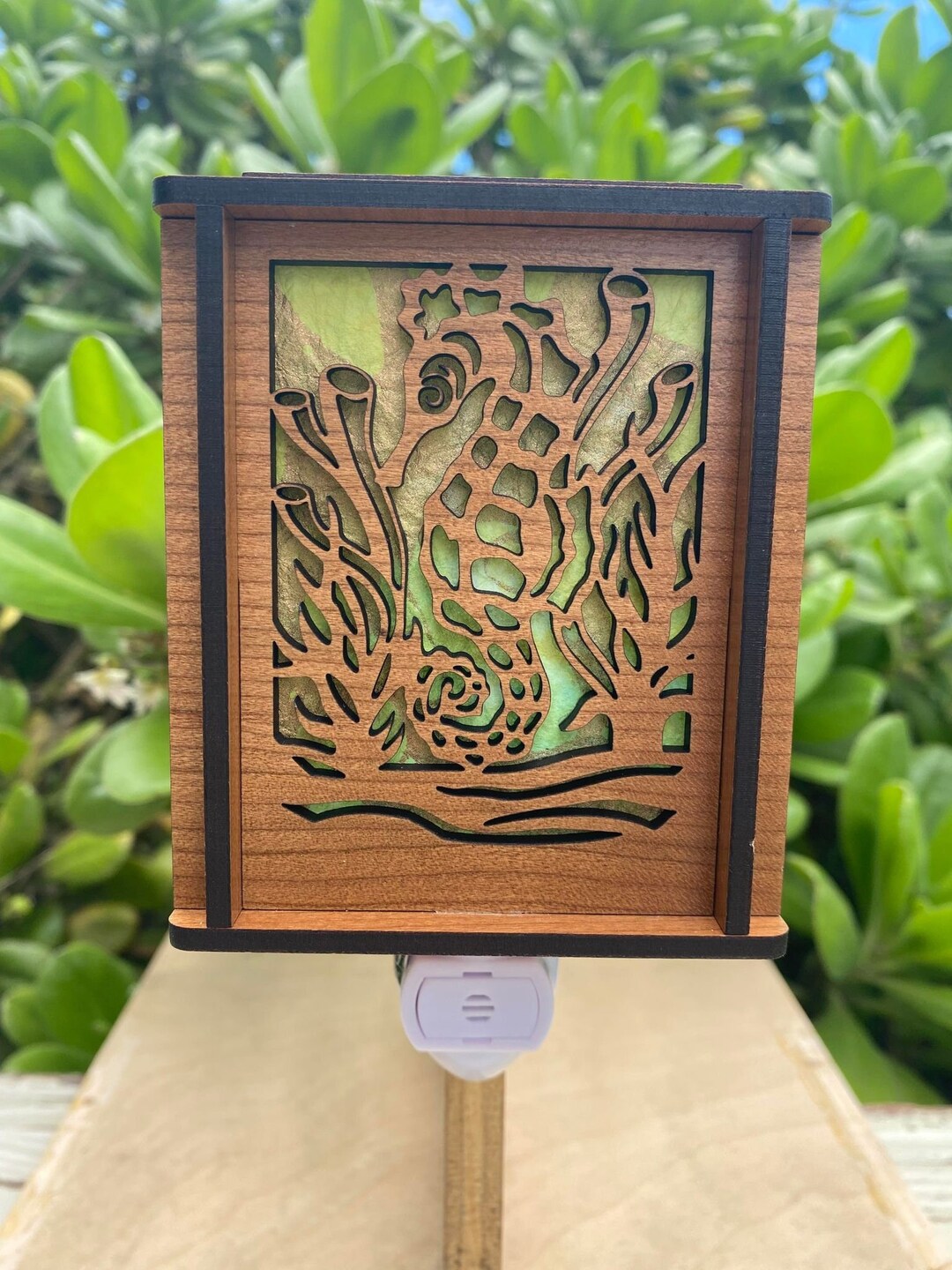 Laser Cut Wood Night Light With Hand Dyed Mulberry Paper - Etsy