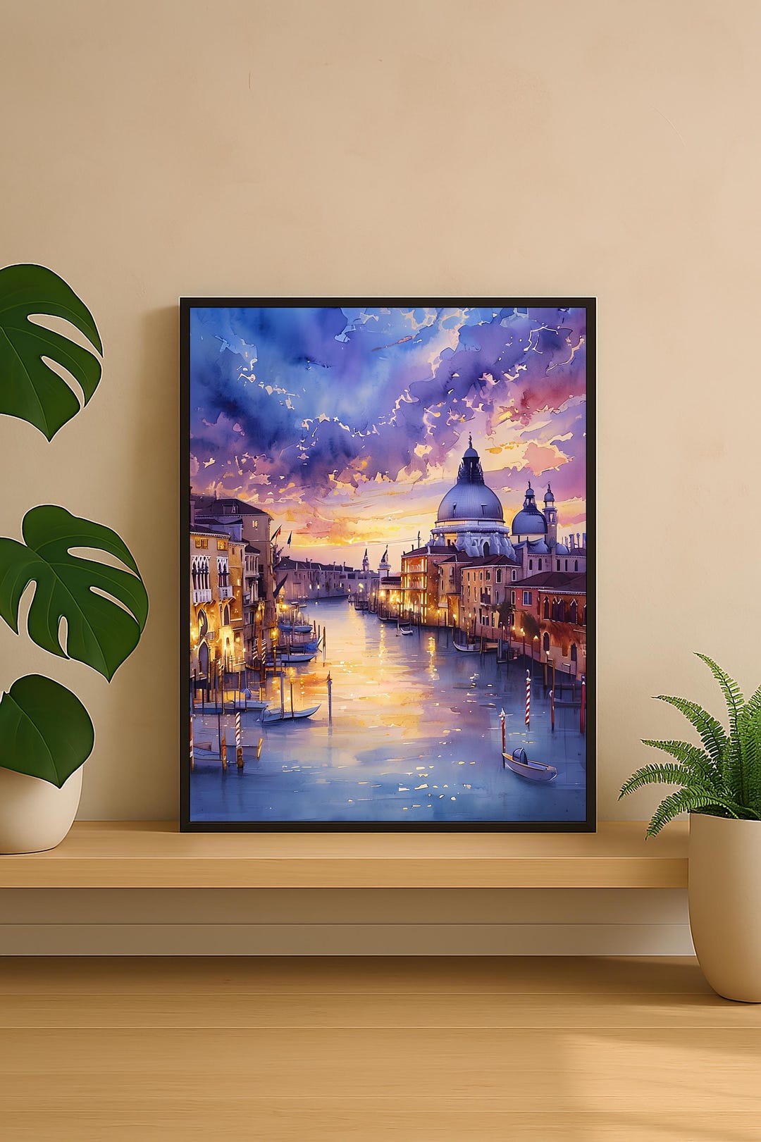 Venice Nightscape Watercolor Art Print – Italy City Scene (digital ...