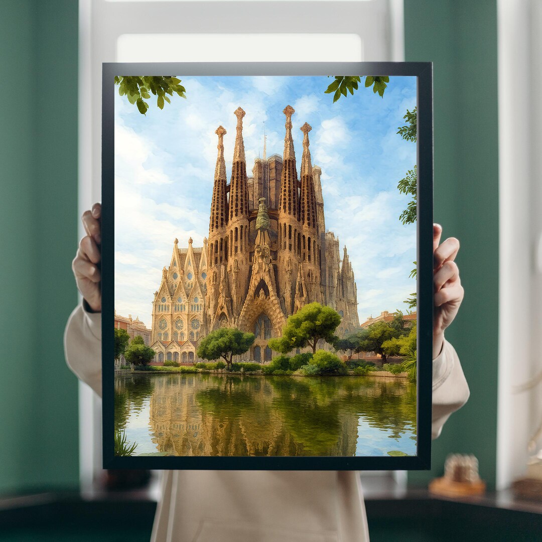 Sagrada Familia Watercolor Print | Gaudi Barcelona Landmark (digital ...