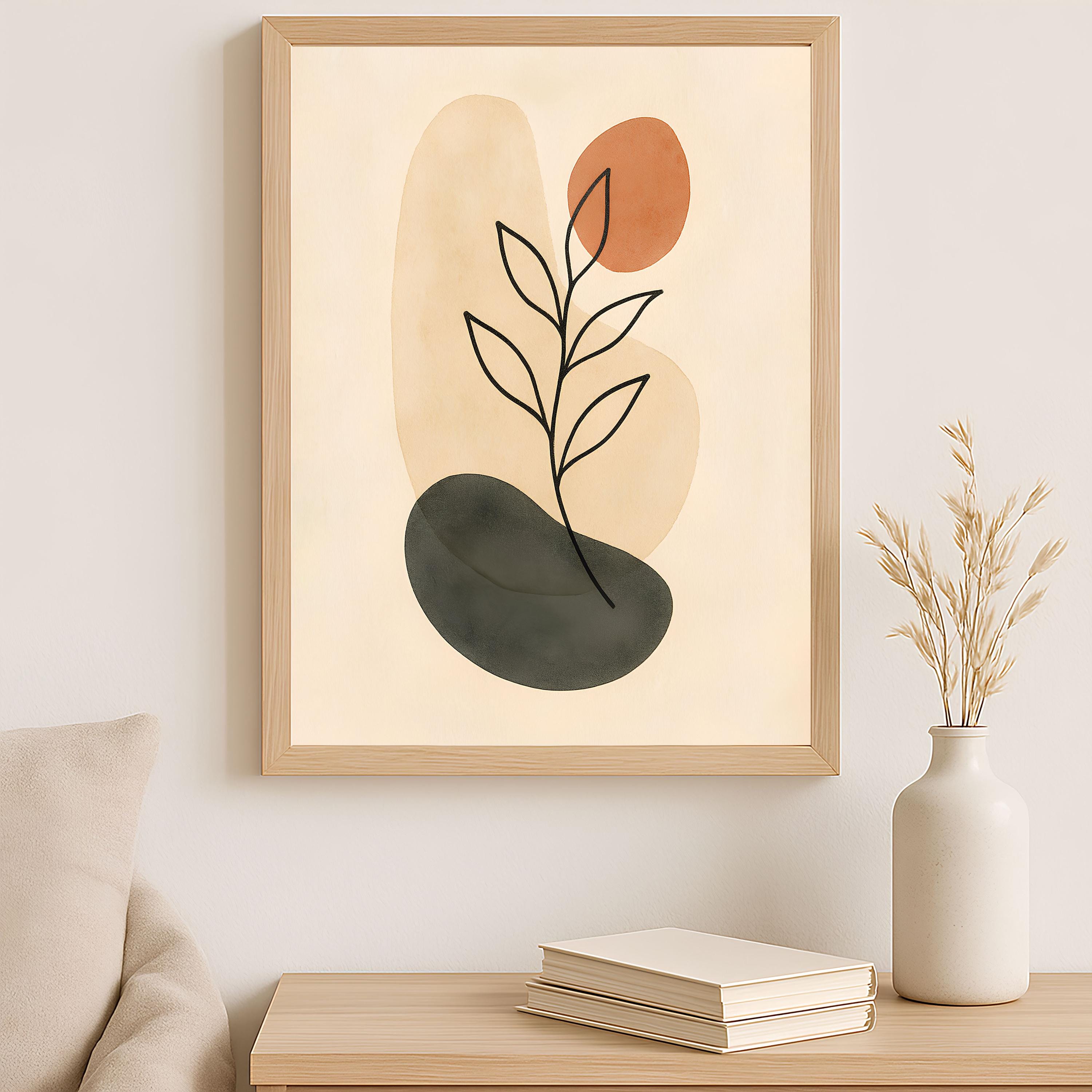 Terracotta Botanical Gallery Wall Art Set, Minimalist Plant Prints ...