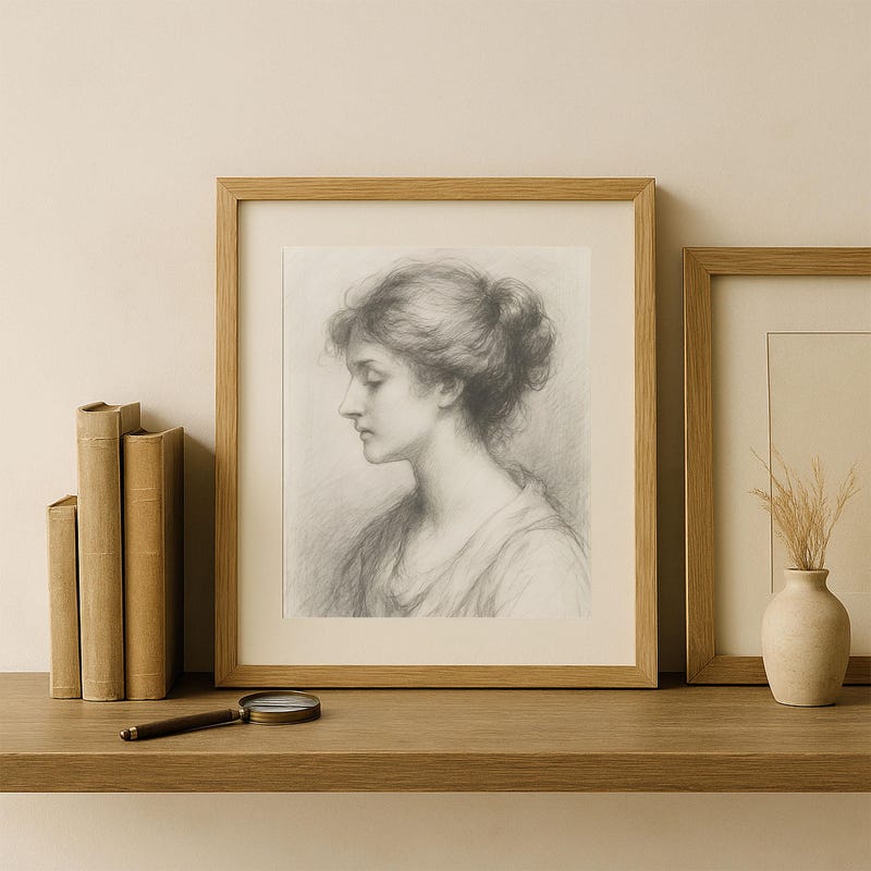 Pencil Drawing Woman Print - Etsy