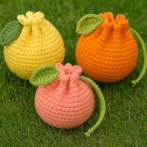Crochet Fruit Bag Pattern – Summer Cottagecore Drawstring Bag for ...