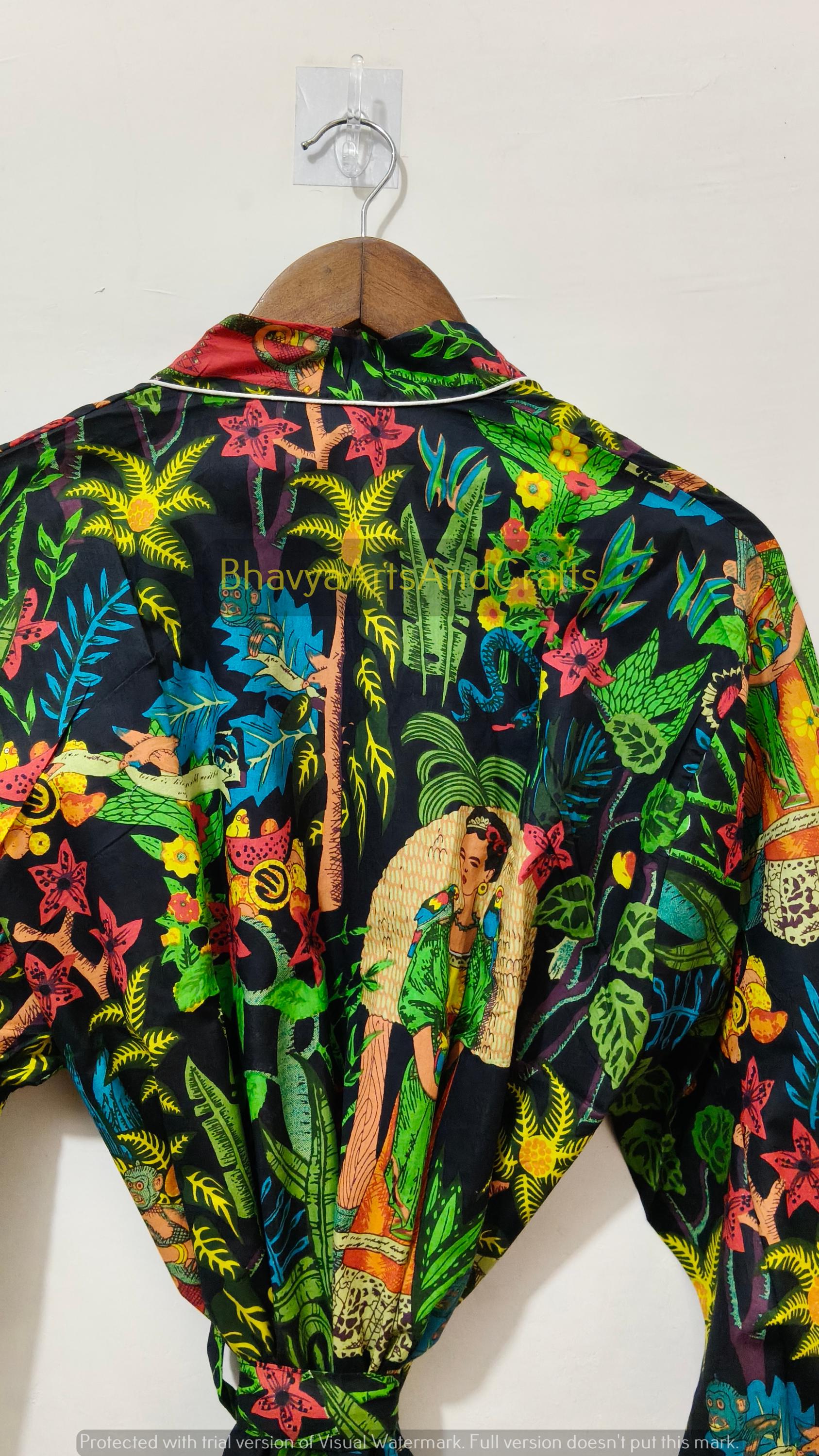 Frida Kahlo Garden Art Kimono Robe: Indian Cotton Summer Cover-up - Etsy