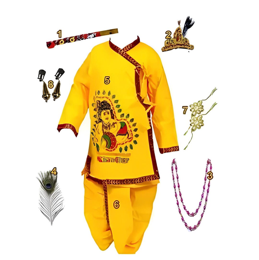Boys Krishna Dhoti Kurta Set: Breathable Cambric Cotton Ethnic Wear ...