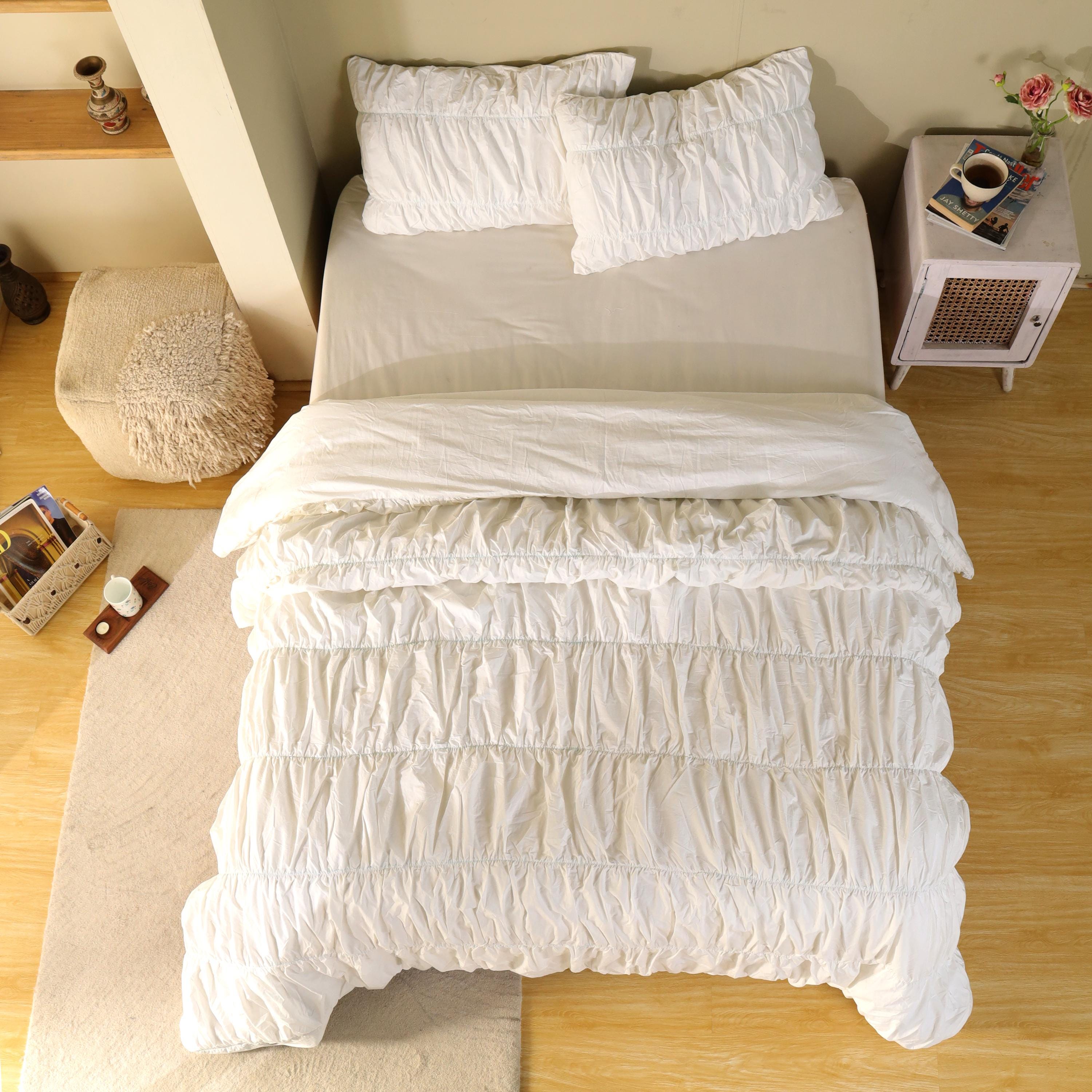 Off White/ Ivory Cotton Wrinkle Duvet Cover, Boho Duvet Cover, Modern ...