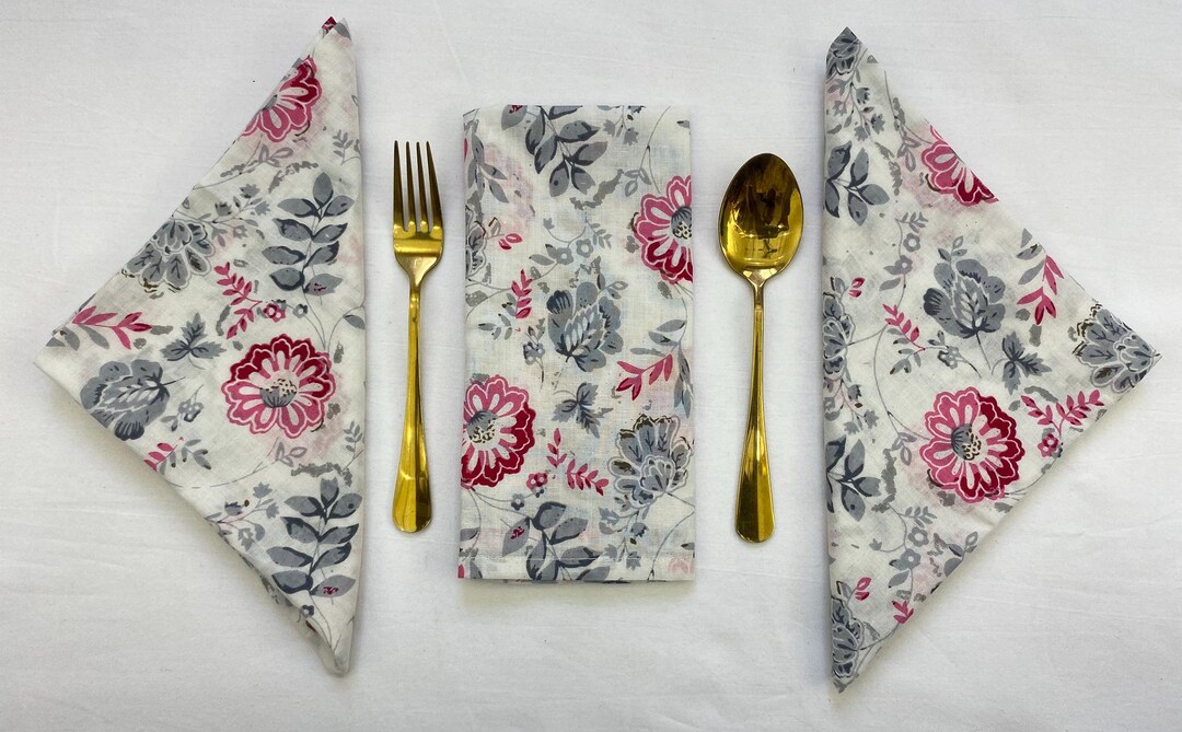 Hand Block Print Cloth Napkins, 100% Cotton Block Print Napkins, and ...