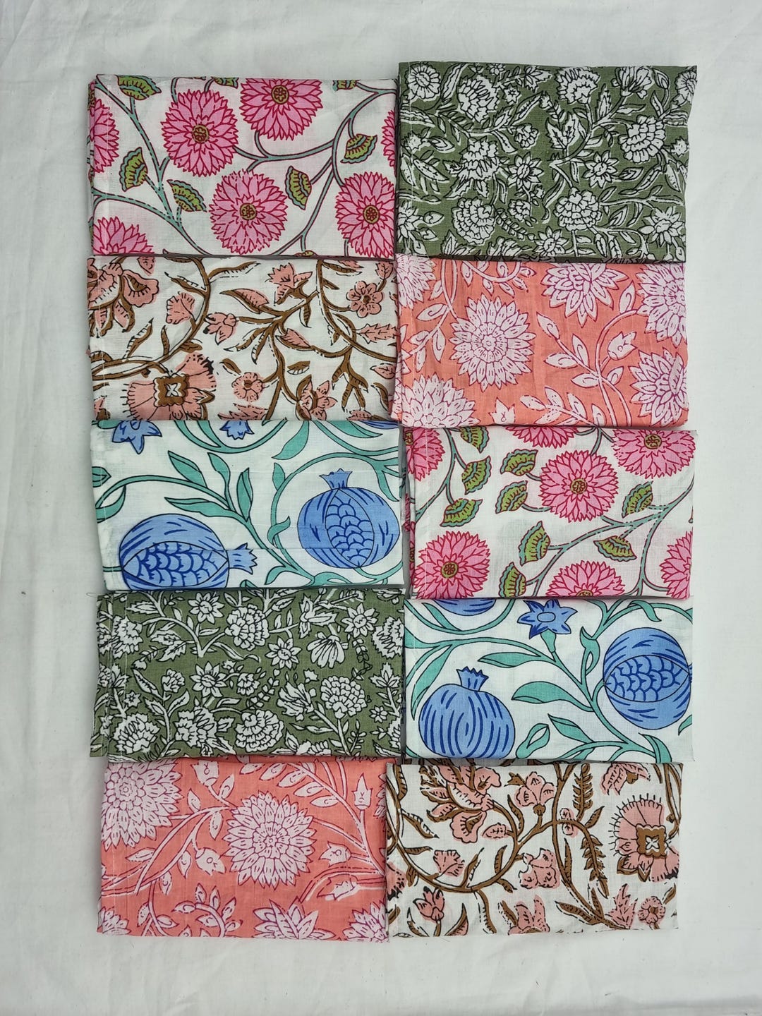 Assorted Napkin Set, 50 Pack of Hand Block Printed Napkins, Bohemian ...