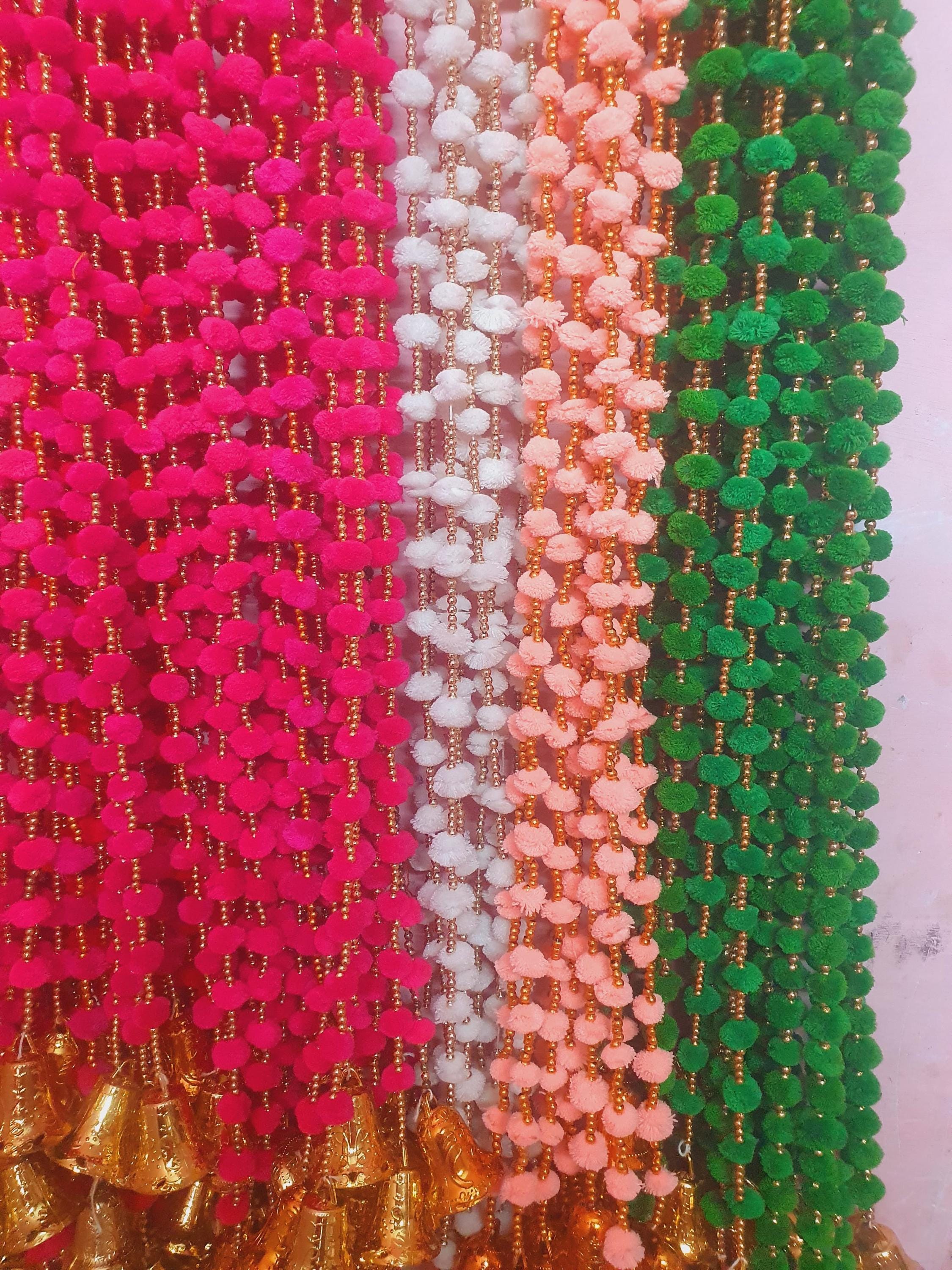 70 Pc FREE SHIPING Pom Pom Wedding Backdrop Decor Bell String,indian ...