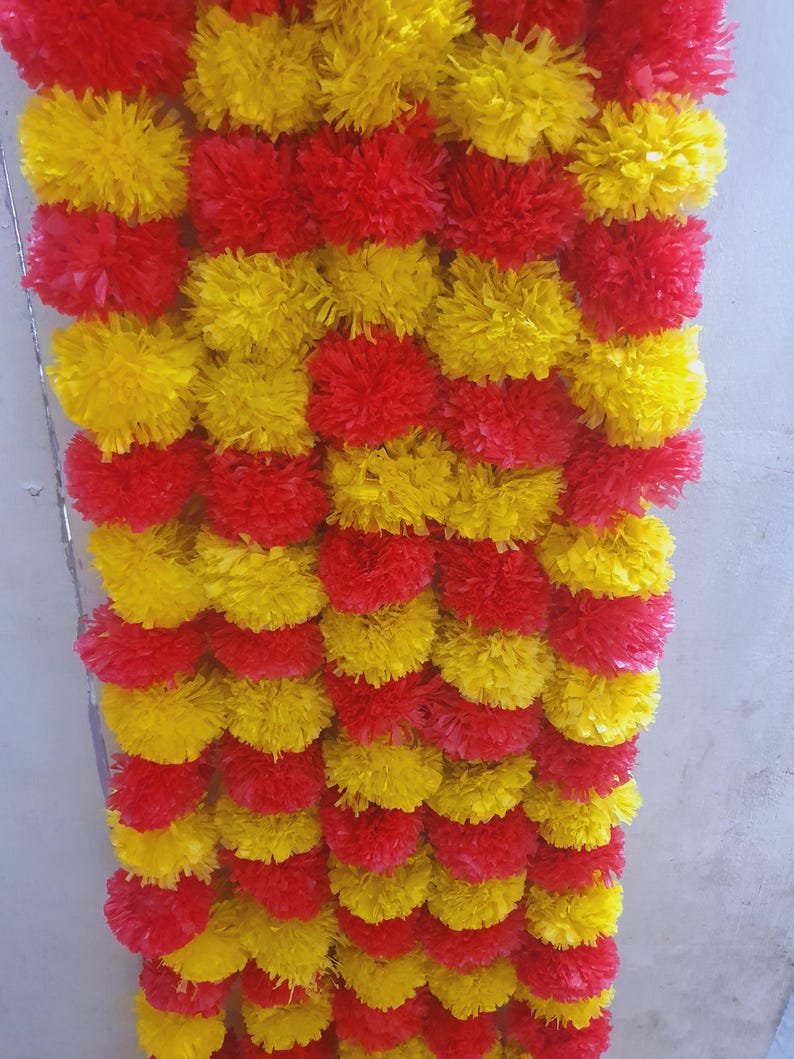 50 Artificial Marigold Garland Strings, Diwali Decoration, Pooja Decor ...
