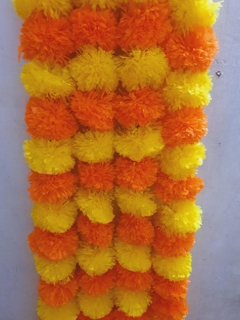 50 Artificial Marigold Garland Strings, Diwali Decoration, Pooja Decor ...