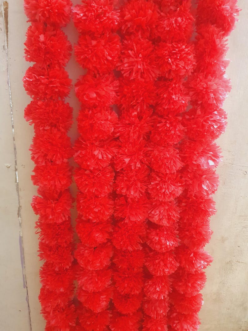 50 Artificial Marigold Garland Strings, Diwali Decoration, Pooja Decor ...