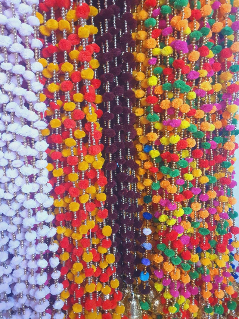50 Pcs Pom Pom Garlands Indian Garlands String Indian Wedding ...