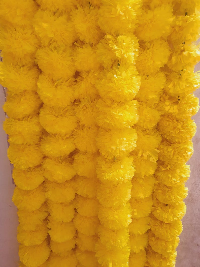 50 Artificial Marigold Garland Strings, Diwali Decoration, Pooja Decor ...