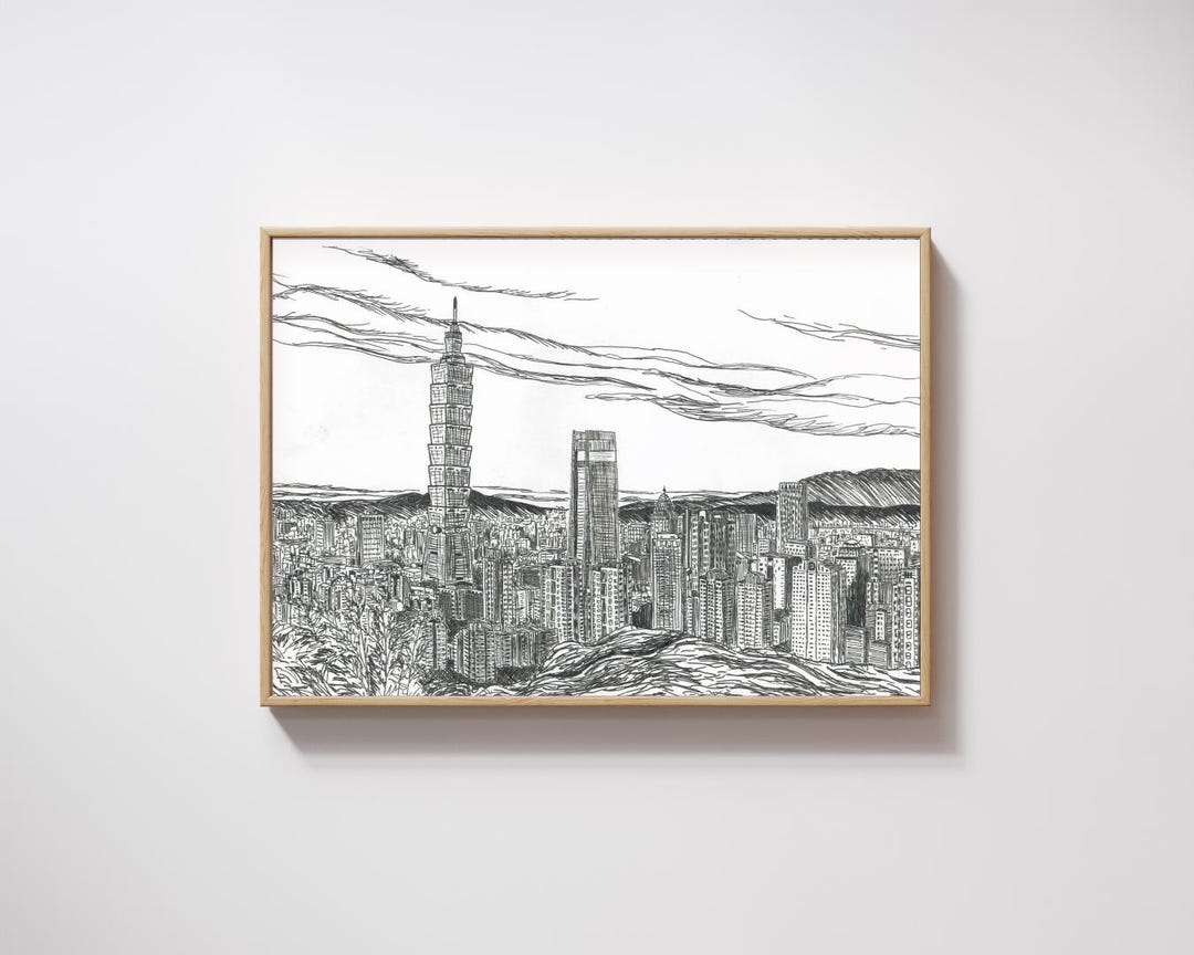 Taipei Pen and Ink Line Drawing Art Print Digital Download - Etsy