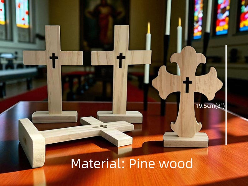 Personalized Wooden Standing Cross: Engraved Pine Wood Christian Gift ...