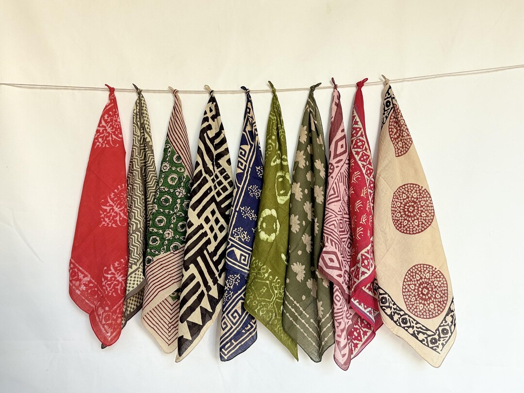 Hand Print Bandana,neckkerchief,necktie,handnkerchiref Made With ...