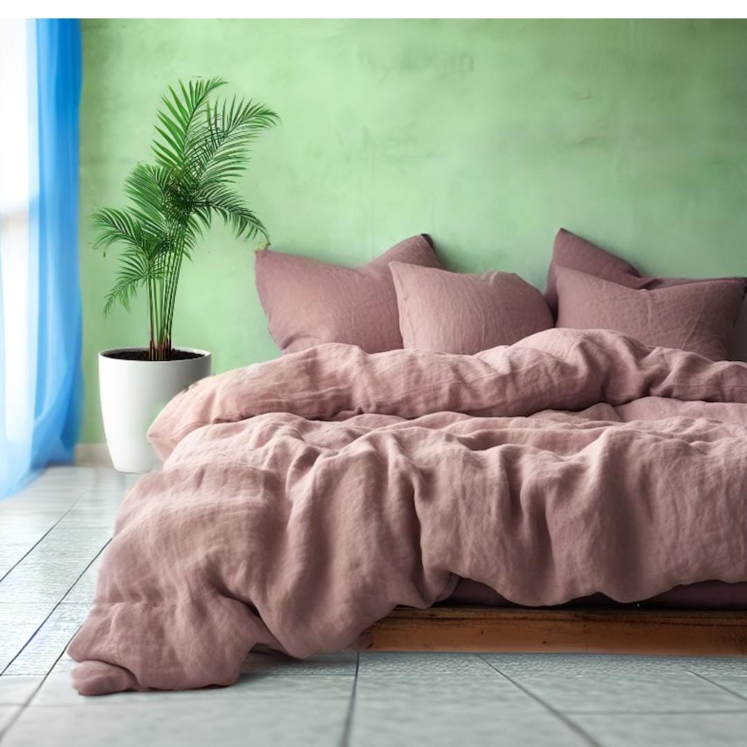 Dusty Rose Linen Duvet Set-organic Linen Sheet Set: OEKO-TEX Certified ...