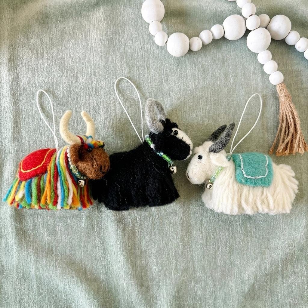 Handmade Wool Felt Yak Ornament – Whimsical Holiday Decor - Etsy