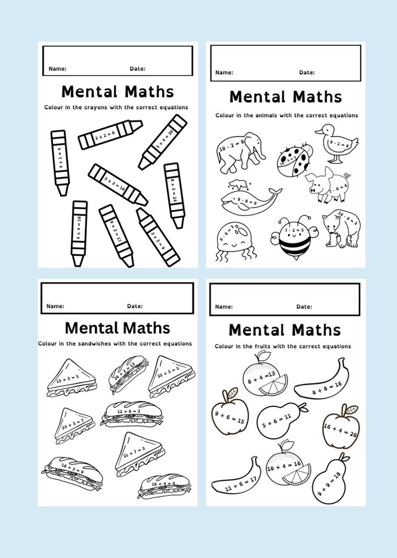 Maths Worksheet Bundle for Kids - Addition, Subtraction, Multiplication ...