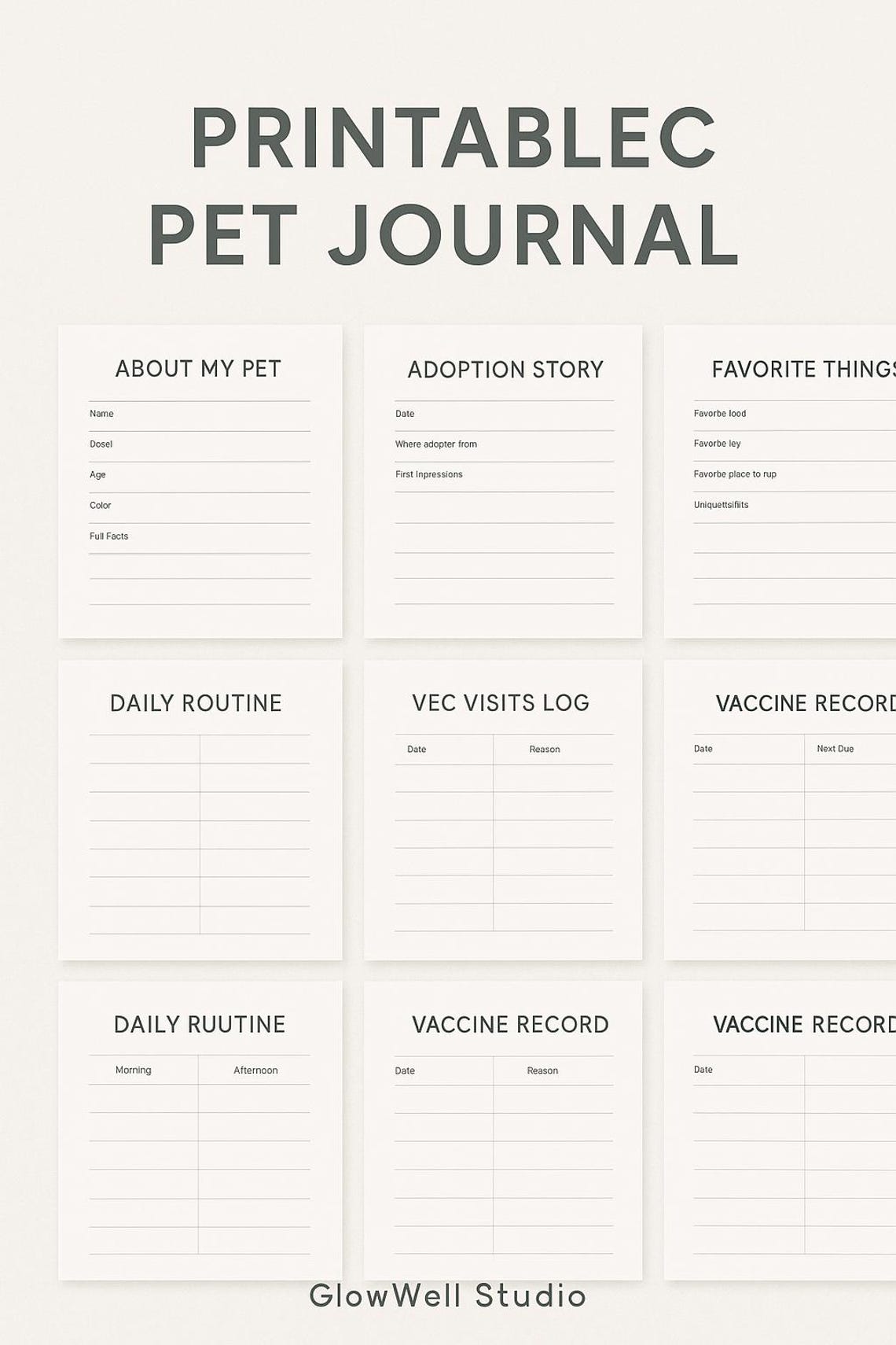 Printable Pet Journal | Pet Care Tracker | Digital Pet Planner | Puppy ...