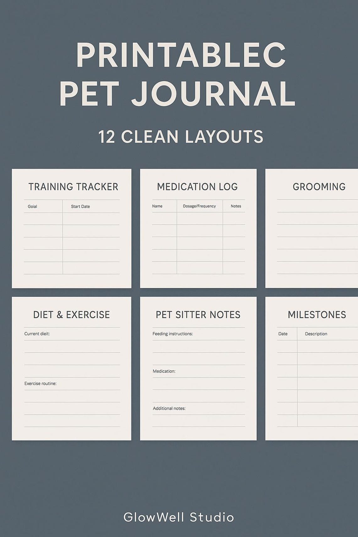 Printable Pet Journal | Pet Care Tracker | Digital Pet Planner | Puppy ...