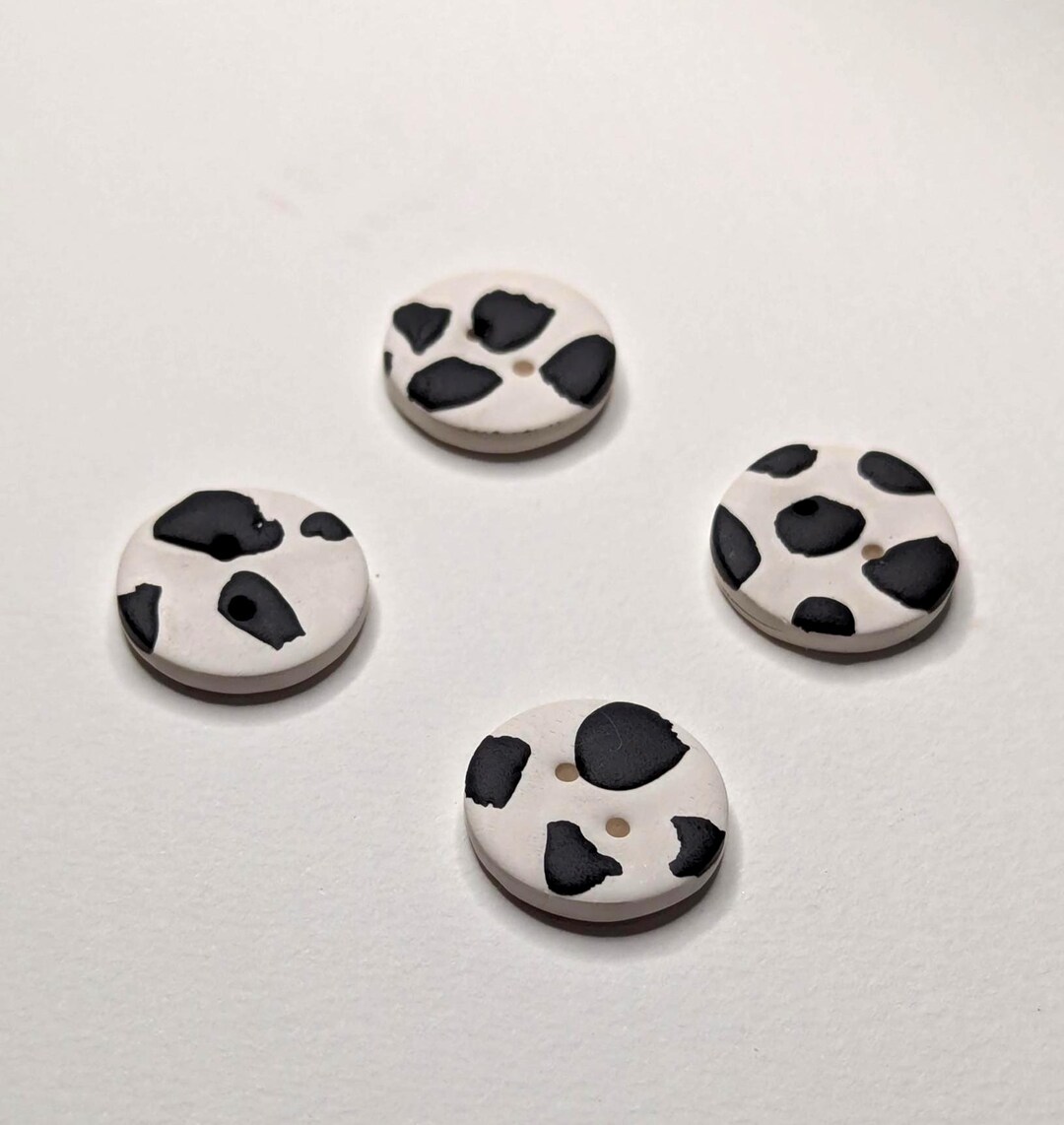 Cow Print Set of 4 LARGE BUTTONS 20mm | Handmade Knit Crochet Sewing ...